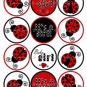 Ladybug Baby Shower Cupcake Toppers Party Printables Red And Black Diy