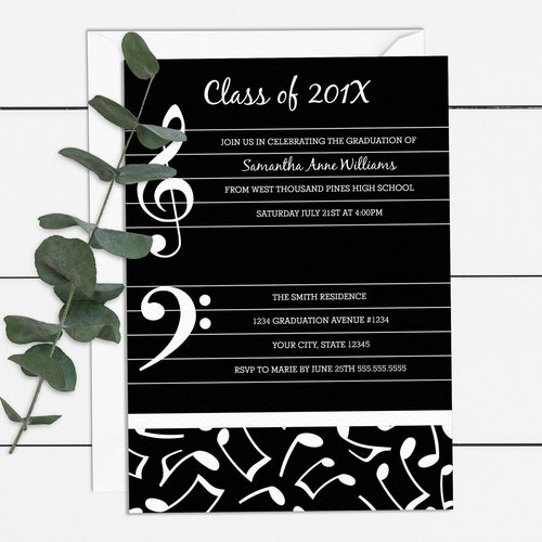 Music Theme Graduation Party Invitation Template 5x7 Digital - Etsy