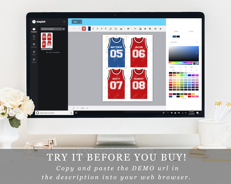 5" Basketball Jersey Tags With Editable Names Numbers and Colors DIY ...