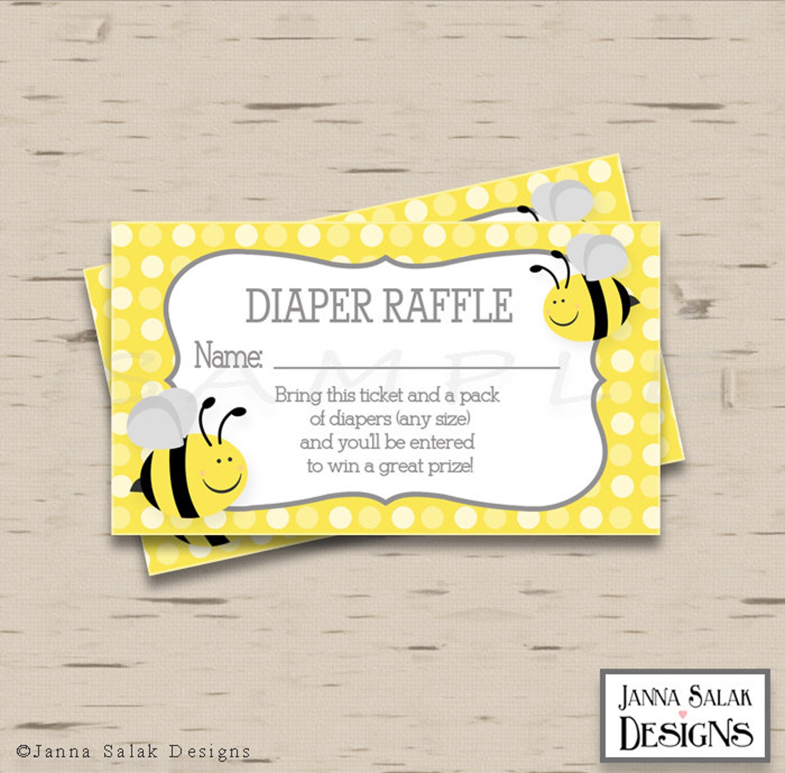 Mommy to Bee Diaper Raffle Tickets DIY Printable INSTANT - Etsy