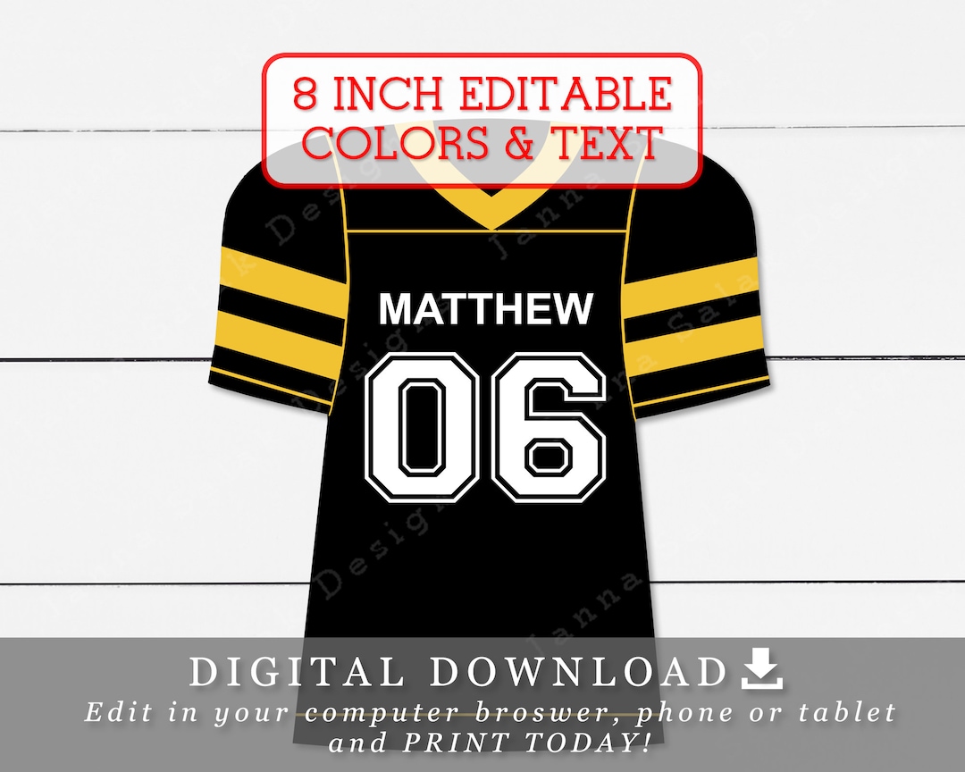 8" X 9" Football Jersey Tags With Editable Names Numbers and Colors DIY ...