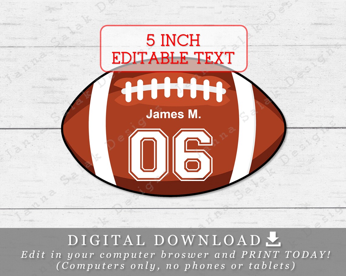 5 Football Tags With Editable Names and Numbers DIY - Etsy