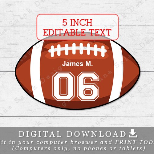 10 Football Tags With Editable Names and Numbers DIY - Etsy