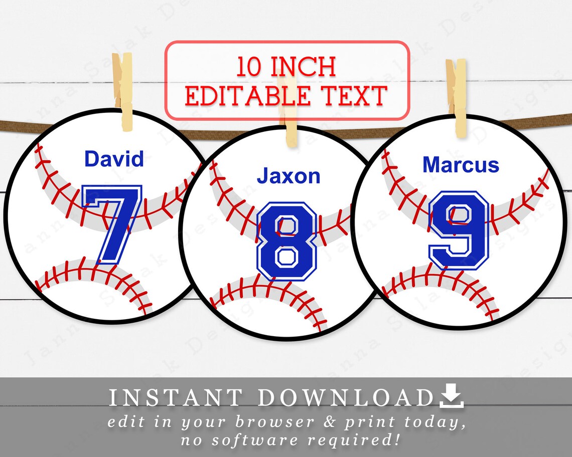 10 Baseball With Editable Names and Numbers Baseball | Etsy