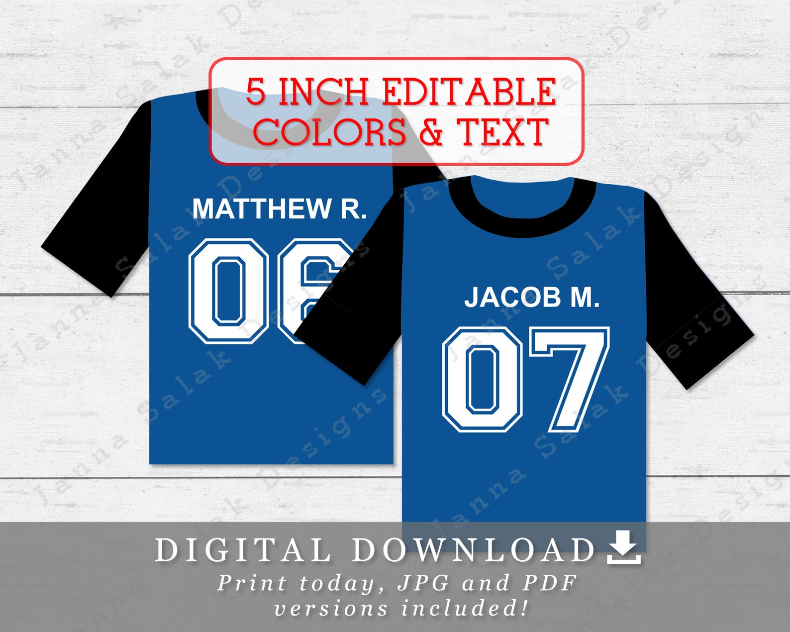 5 Soccer Jersey Tags With Editable Names Numbers and | Etsy