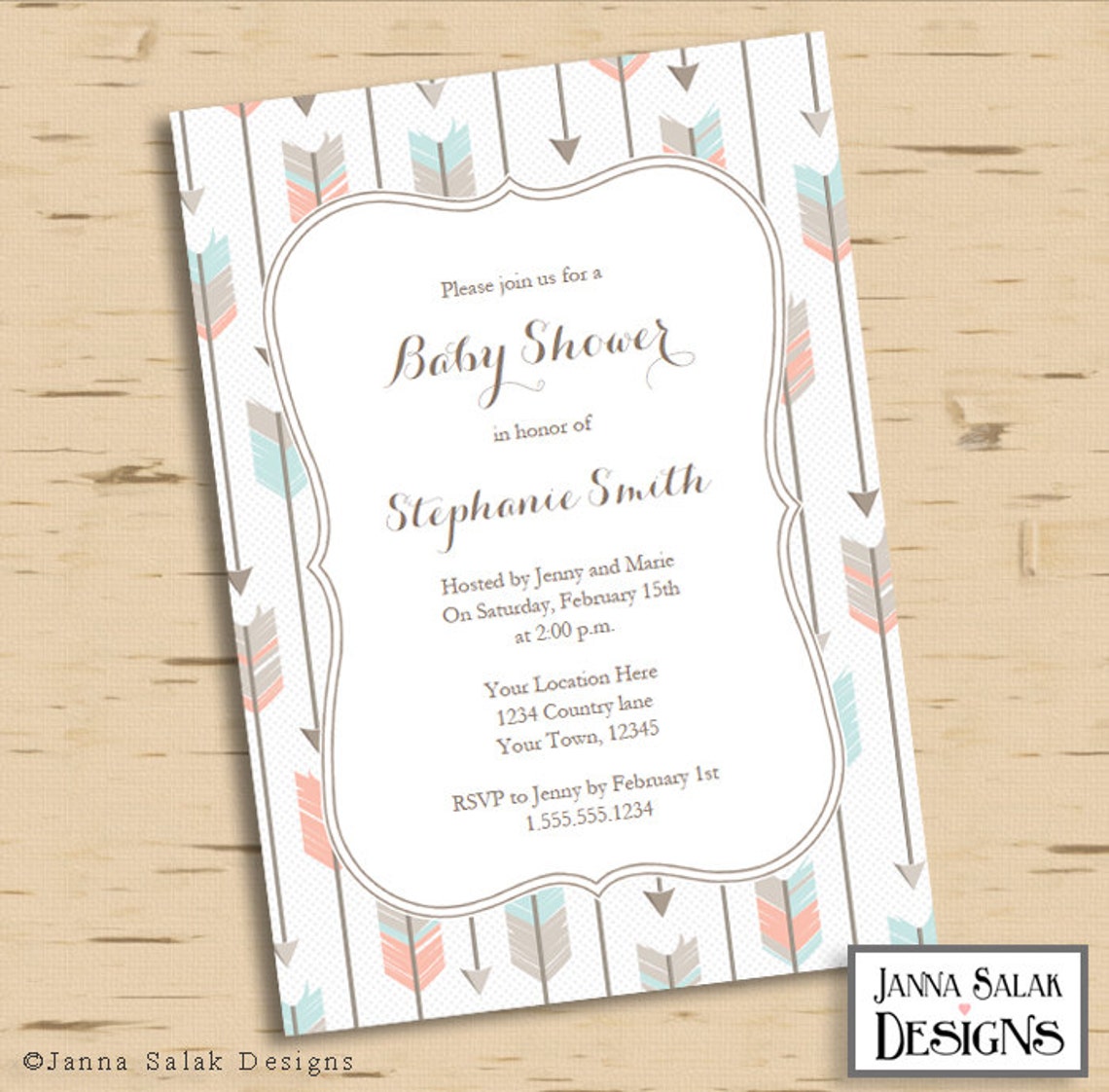 Tribal Arrow Baby Shower Invitation You Edit Boho Girl DIY - Etsy