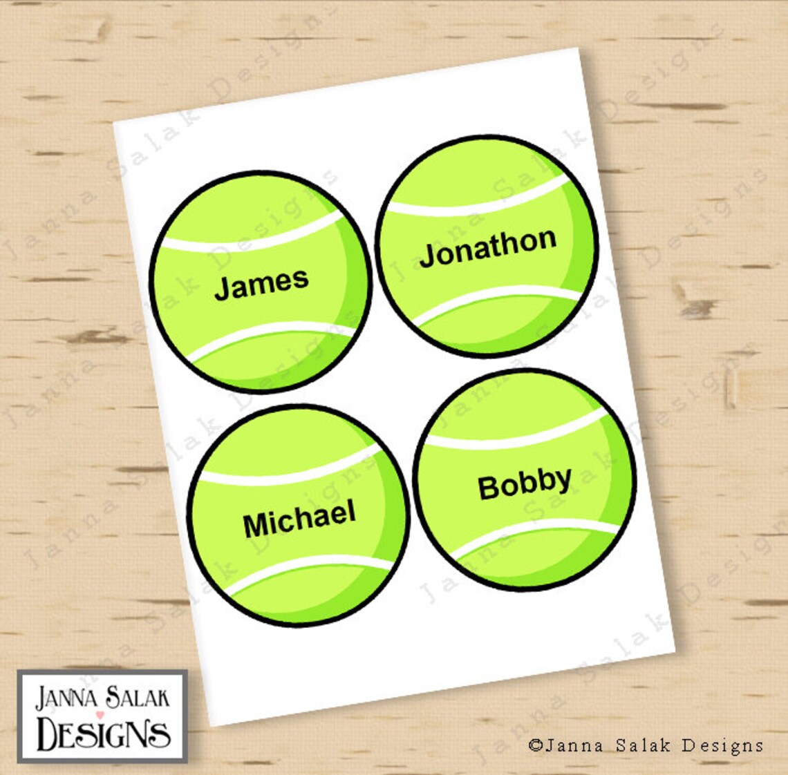 4" Tennis Tags With Editable Names INSTANT DOWNLOAD DIY Pdf - Etsy