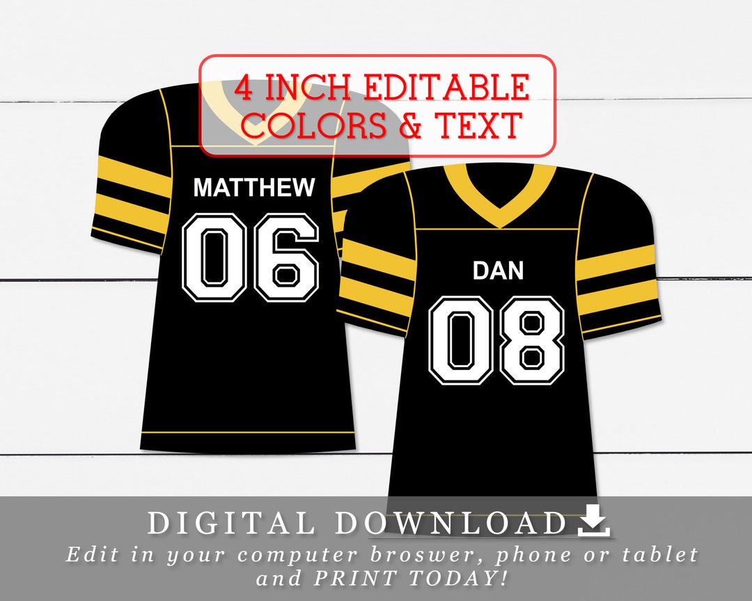 4" Football Jersey Tags With Editable Names Numbers and Colors DIY ...