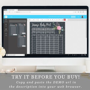 Baby Pool Birth Prediction Printable Poster Sign Template Floral ...