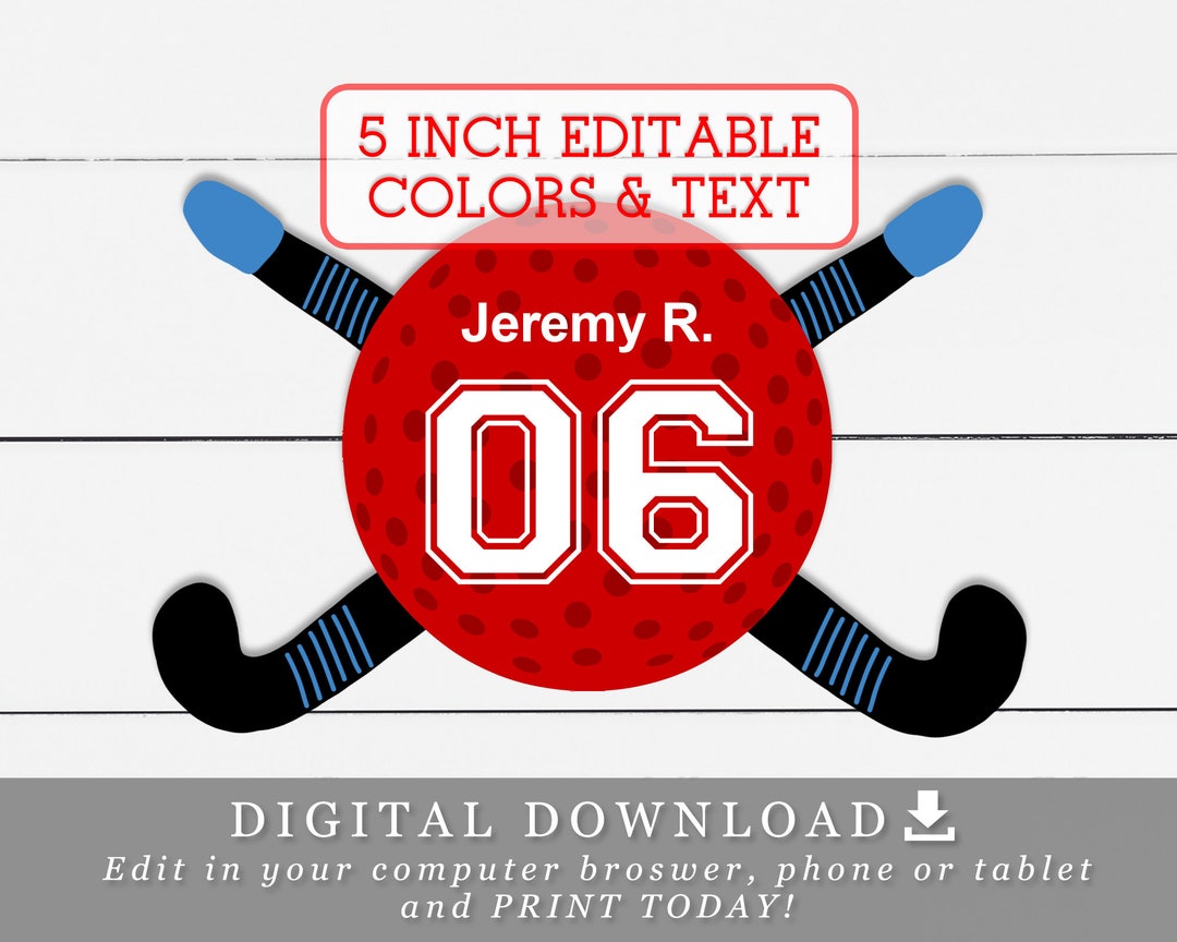 5" Field Hockey Tags With Editable Names Numbers and Color DIY Template ...