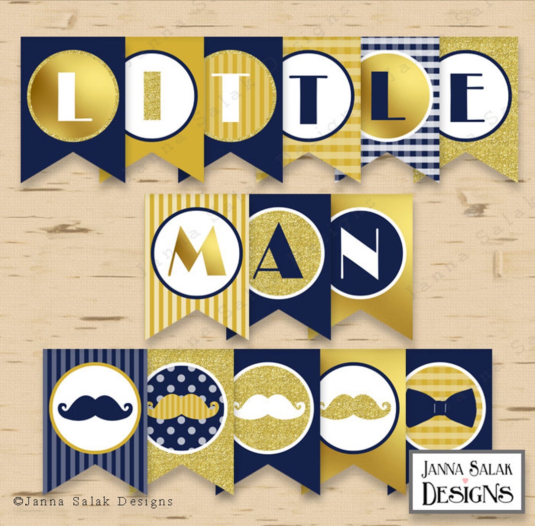Little Man Birthday or Baby Shower Banner Mustache Party Printables ...