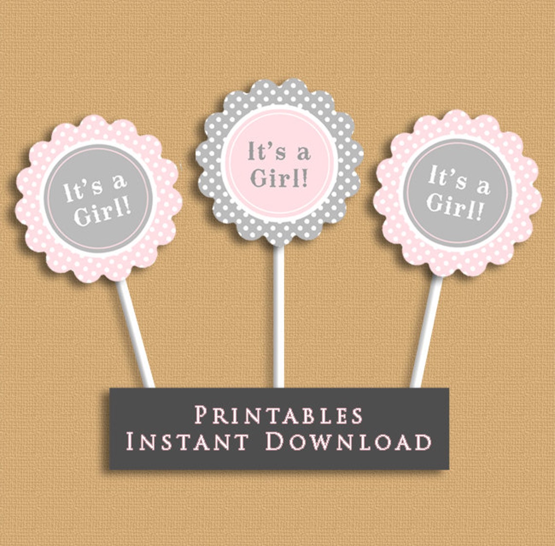 It's a Girl Baby Shower Printable Cupcake Toppers Pink - Etsy