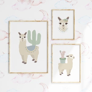 Alpaca Nursery Prints Set of 3 Printable Alpacas Digital Posters Kids ...