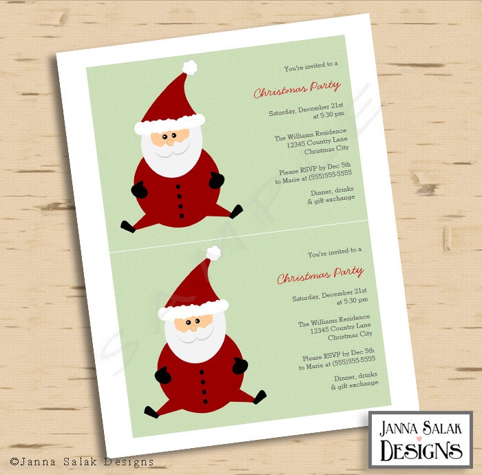 Printable Santa Claus Christmas Party Invitation 5x7 Cute | Etsy
