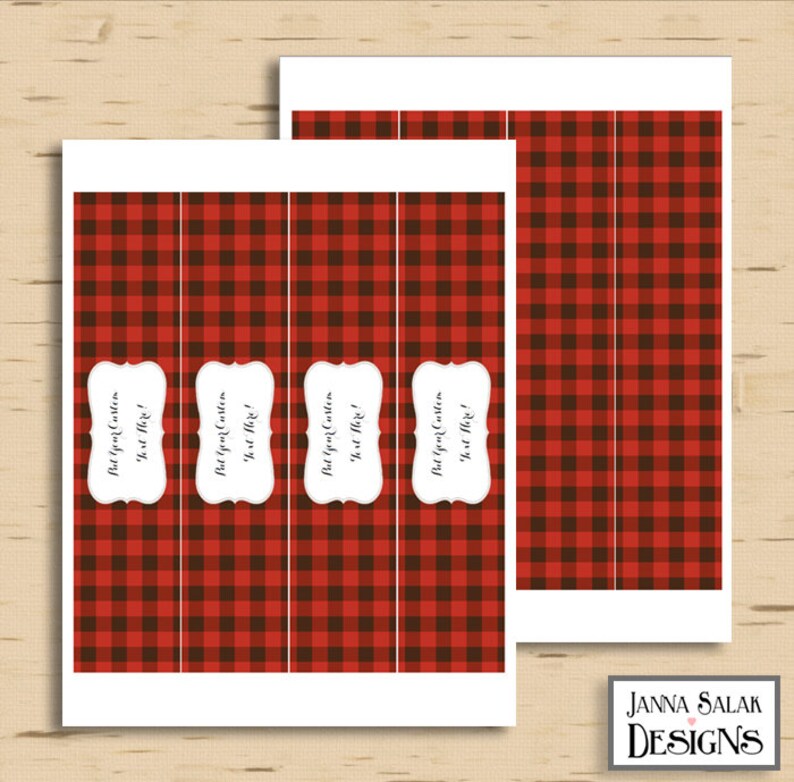 Editable and Plain Buffalo Plaid Baby Shower or Birthday Water Bottle ...