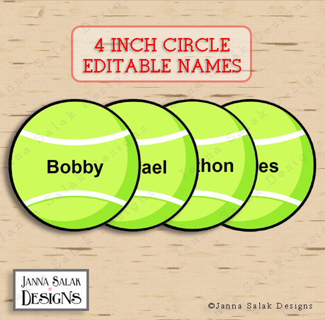 4" Tennis Tags With Editable Names INSTANT DOWNLOAD DIY Pdf - Etsy