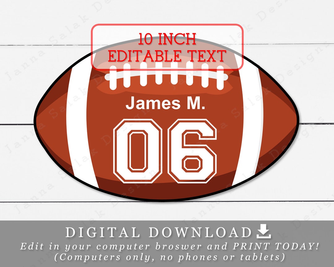 10 Football Tags With Editable Names and Numbers DIY - Etsy