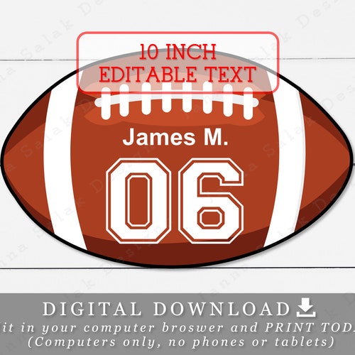 10 Football Tags With Editable Names and Numbers DIY - Etsy