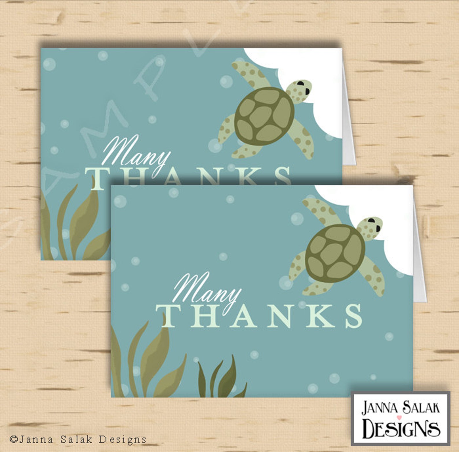 Printable Ocean Theme Thank You Card Baby Shower Birthday | Etsy