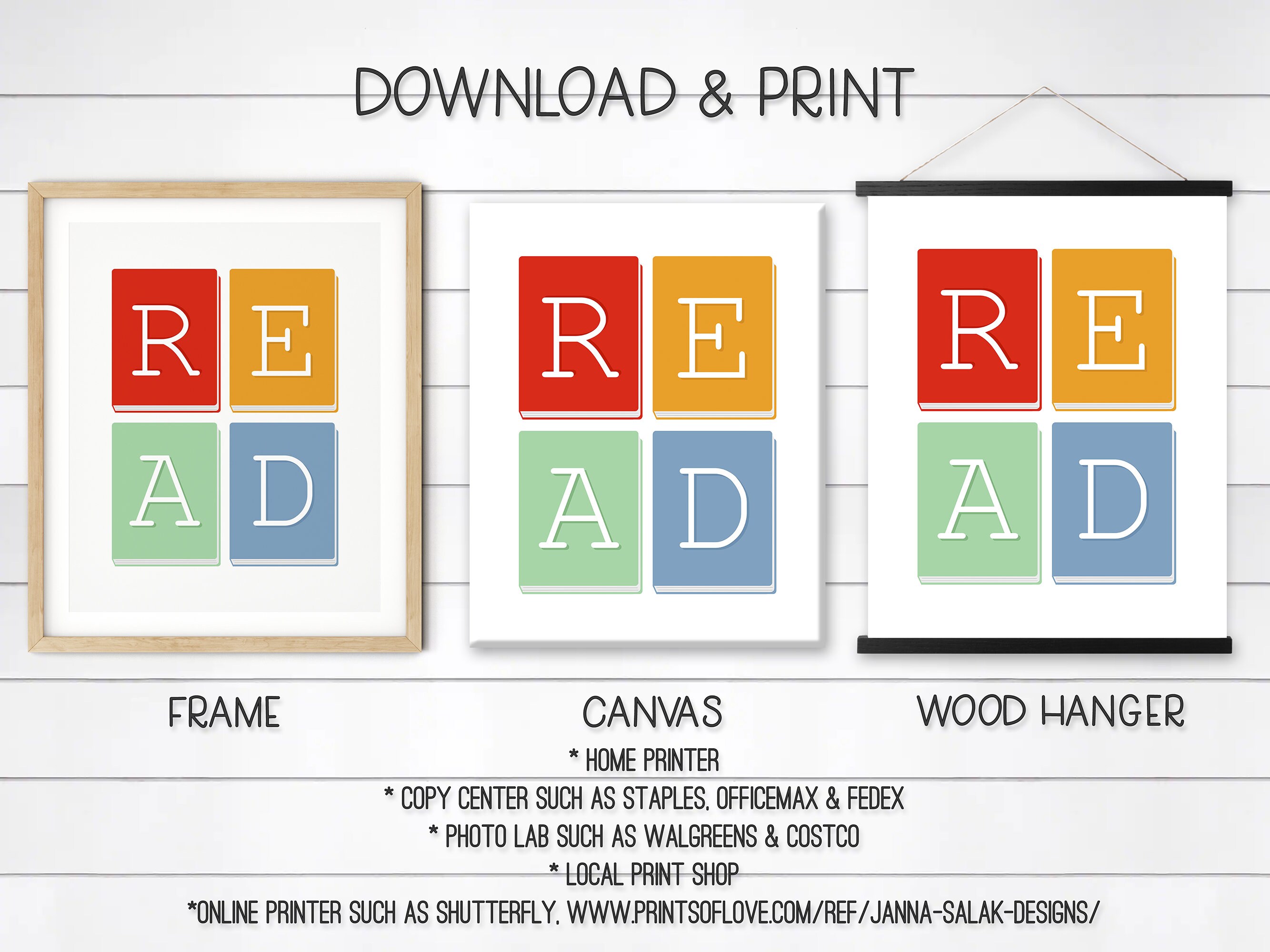 READ Print Printable Poster Learning Reading Nook Educational Art ...