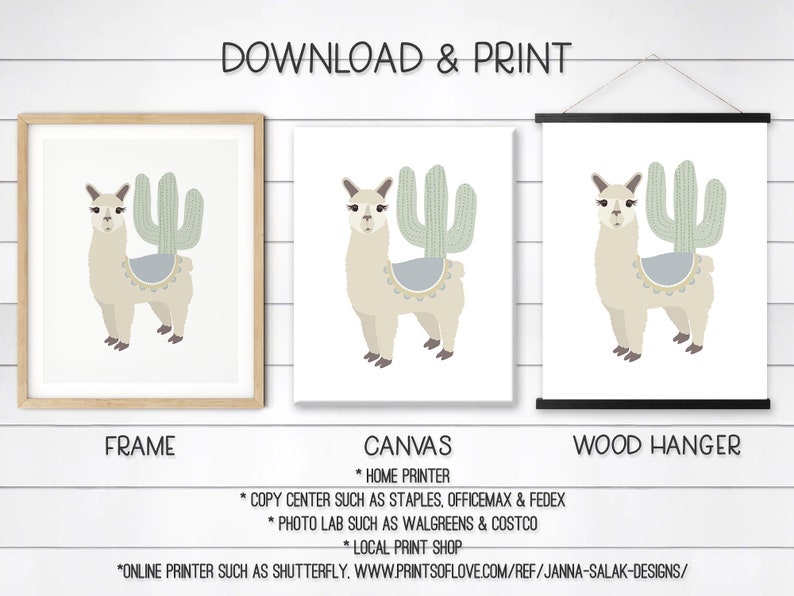 Alpaca Nursery Prints Set of 3 Printable Alpacas Digital Posters Kids ...