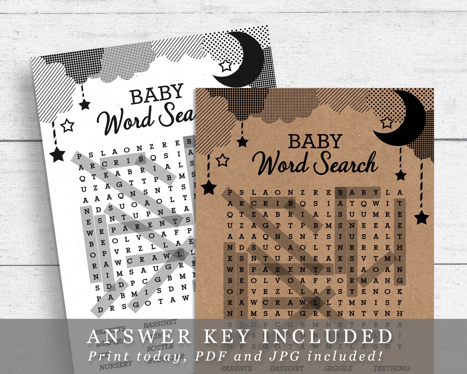 Baby Shower Word Search Game Printable - Twinkle Twinkle Little Star ...