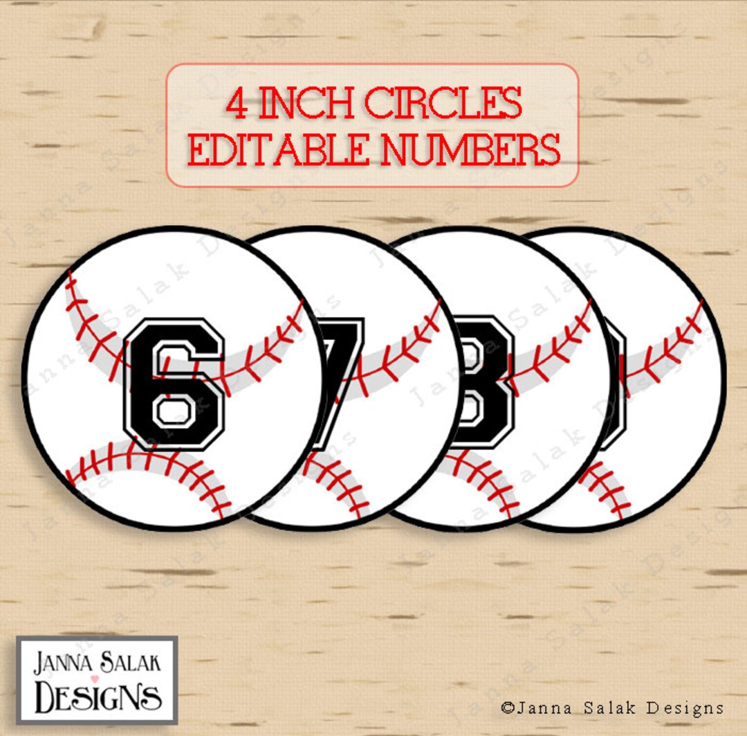 4" Baseball Tags With Editable Numbers INSTANT DOWNLOAD DIY Pdf - Etsy