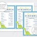 Dinosaur Baby Shower Word Scramble Game Printable Dino Blue and Green ...