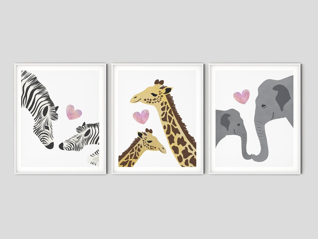 Safari Jungle Zoo Nursery Prints Set of 3 Printable Posters Zebra ...
