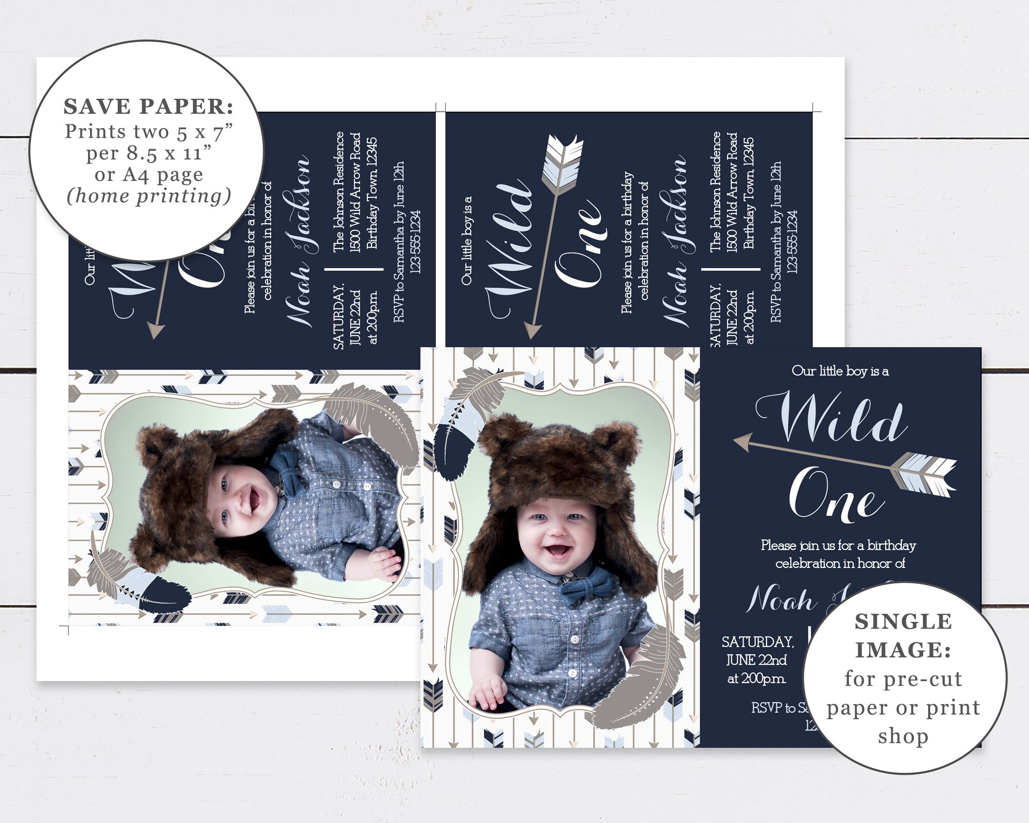 Printable Wild One Tribal Arrow First Birthday Photo | Etsy