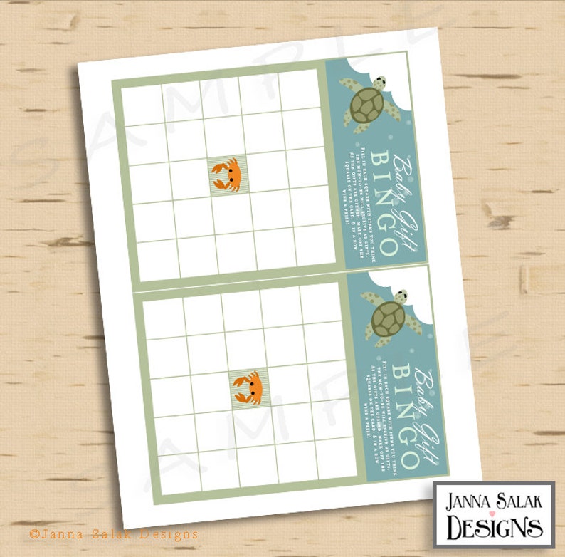 Baby Shower Bingo Cards Ocean Sea Turtle Party Printables DIY Printable ...