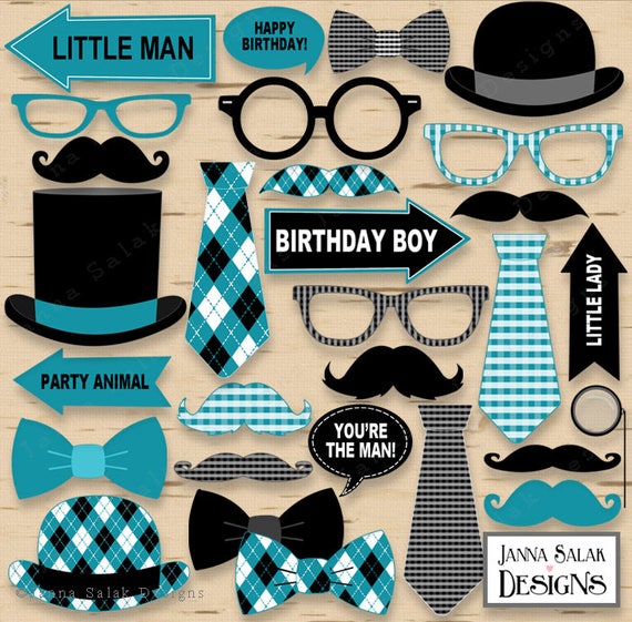 Printable Little Man Photo Booth Props Birthday Party Black | Etsy