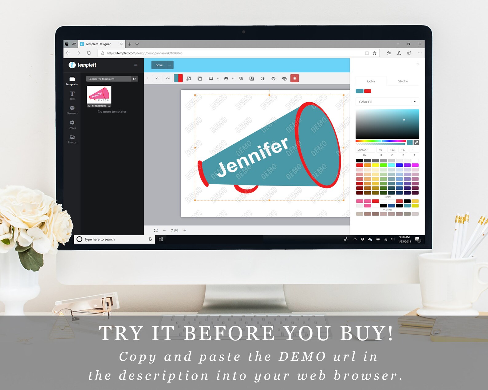 10" Cheer Megaphone With Editable Colors and Names DIY Template ...