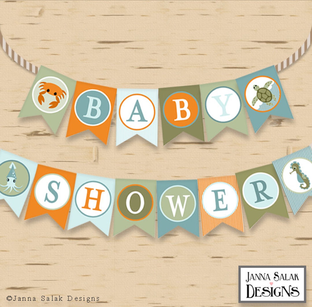 Ocean Theme Baby Shower Banner Nautical Beach Party Printables DIY ...