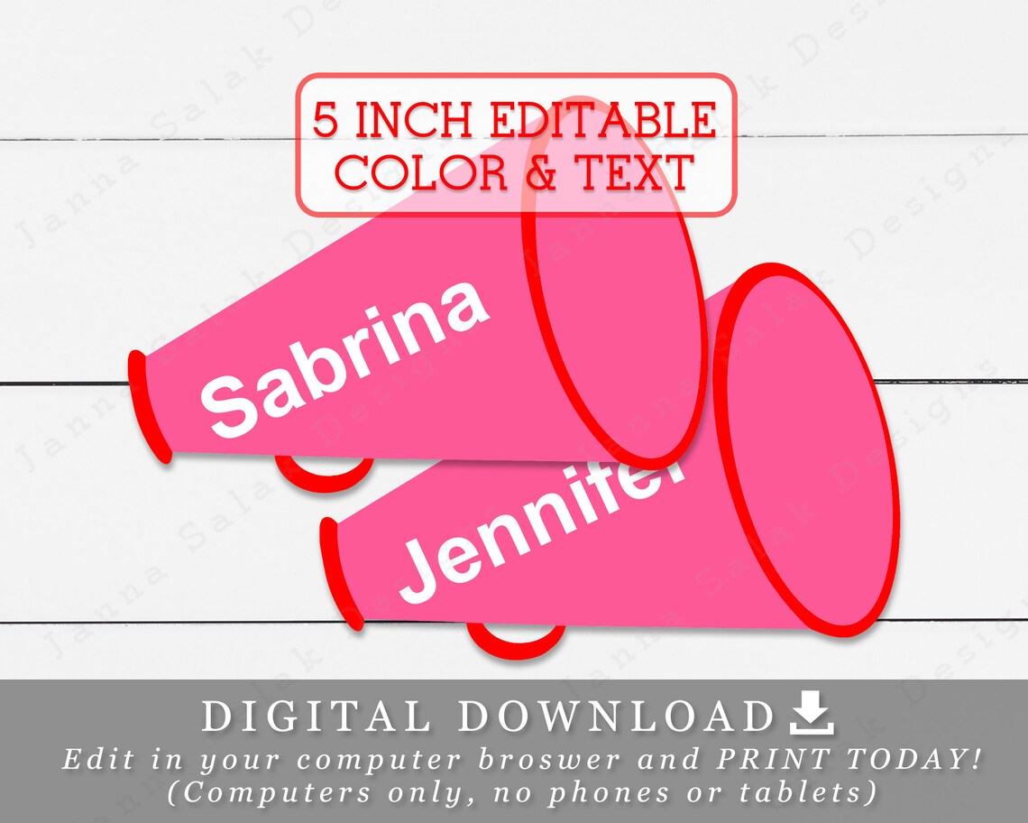5 Cheer Megaphones With Editable Colors and Names DIY - Etsy