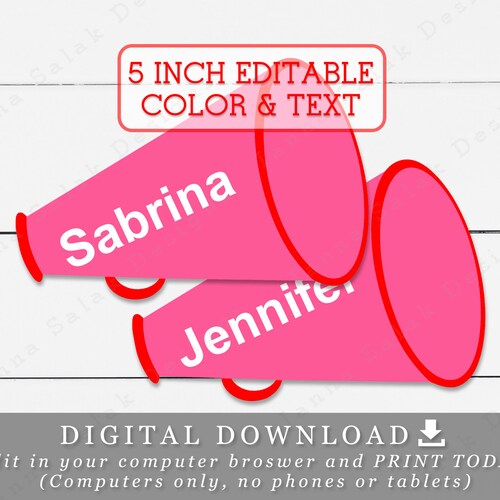 5 Cheer Megaphones With Editable Colors and Names DIY - Etsy