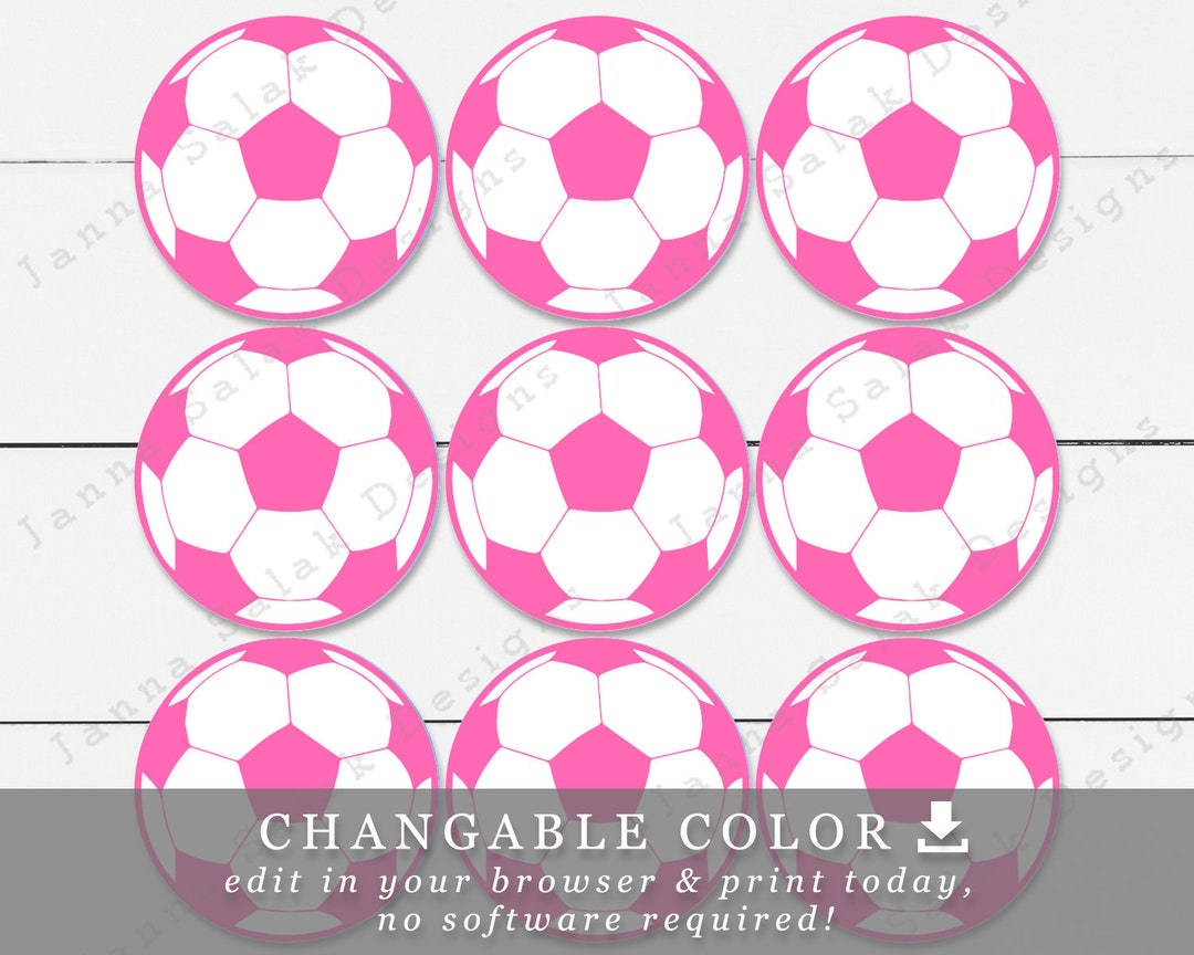 2.5" Soccer Ball Printable Cupcake Toppers Sports Theme Birthday Party ...