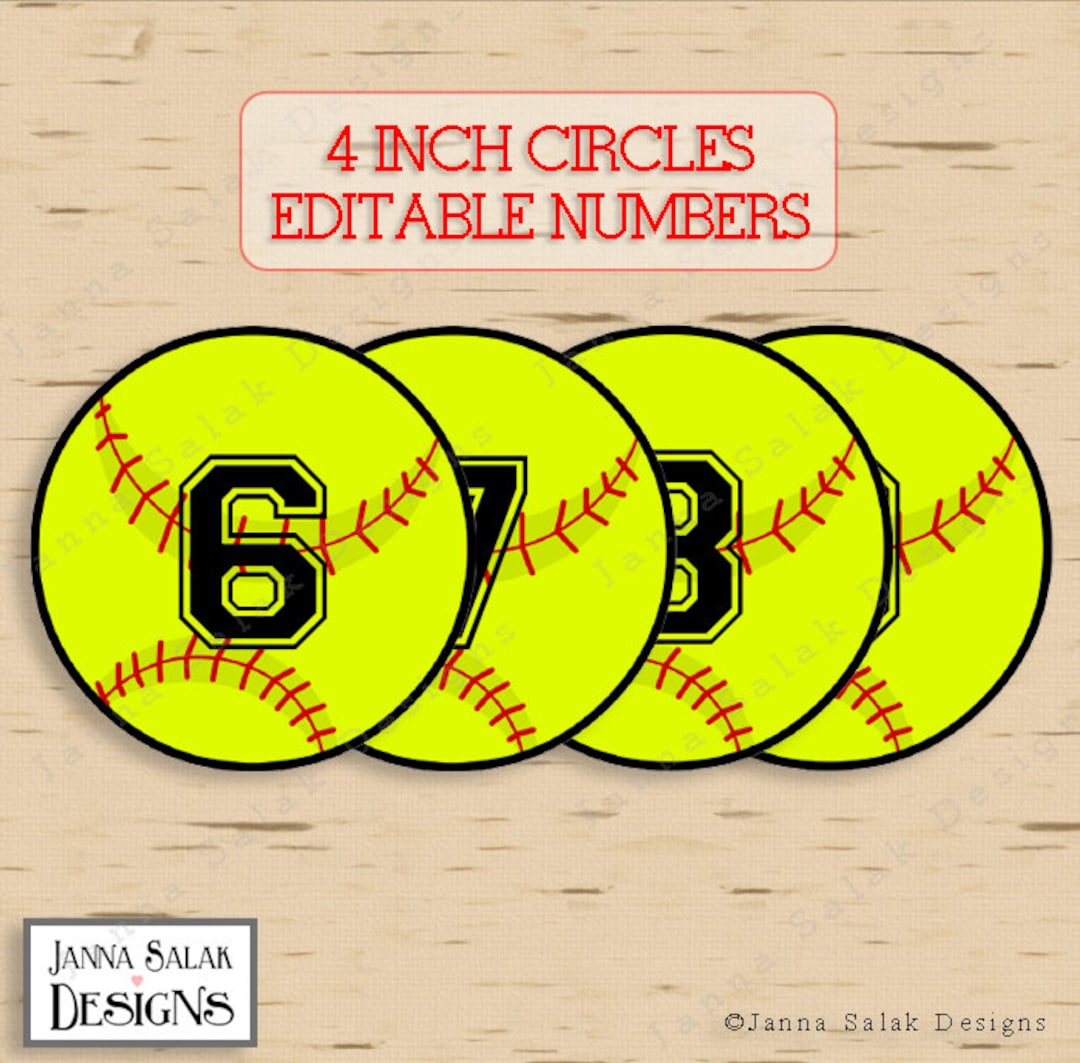 4" Softball Tags With Editable Numbers INSTANT DOWNLOAD DIY Pdf - Etsy