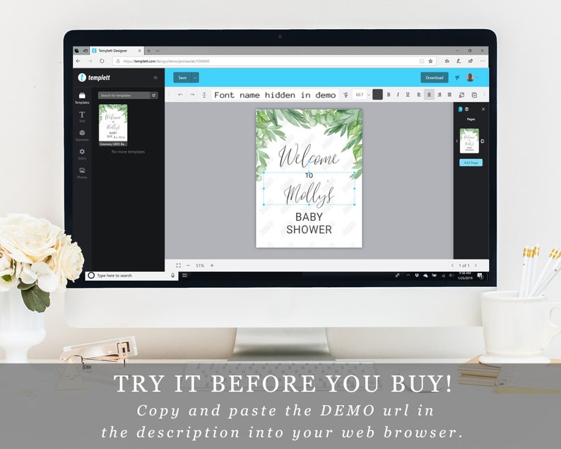 Greenery Welcome Printable Poster Sign Template 8x10" DIY With Editable ...