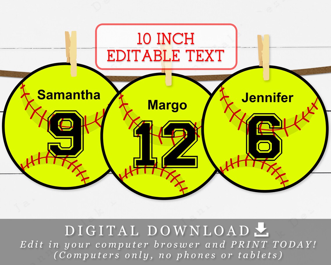 10 Softball With Editable Names and Numbers Baseball - Etsy