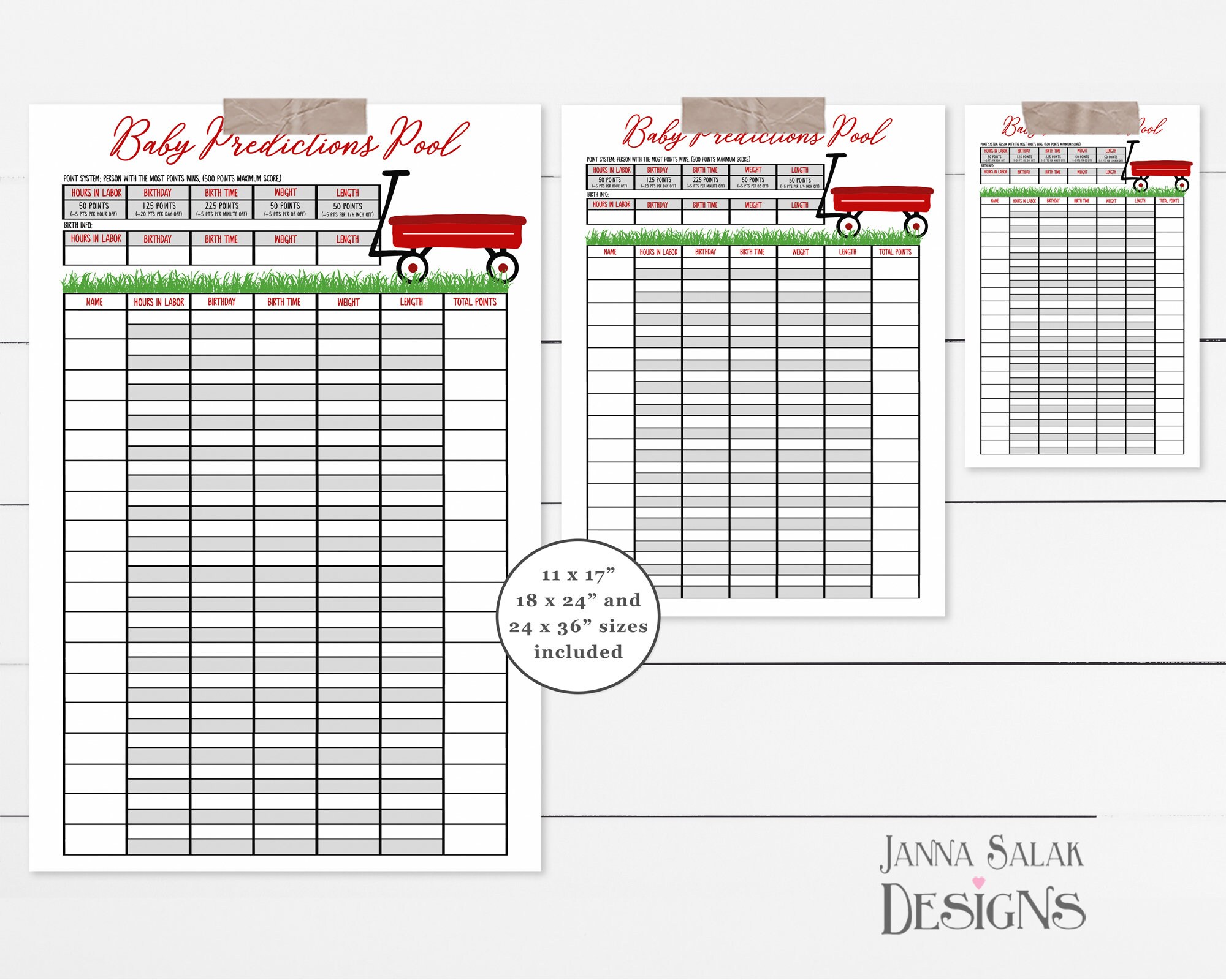 Printable Baby Shower Baby Pool Game Red Wagon Birth | Etsy