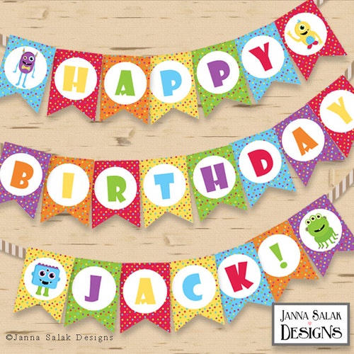 Printable Monster Birthday Party Banner Happy Birthday Plus - Etsy