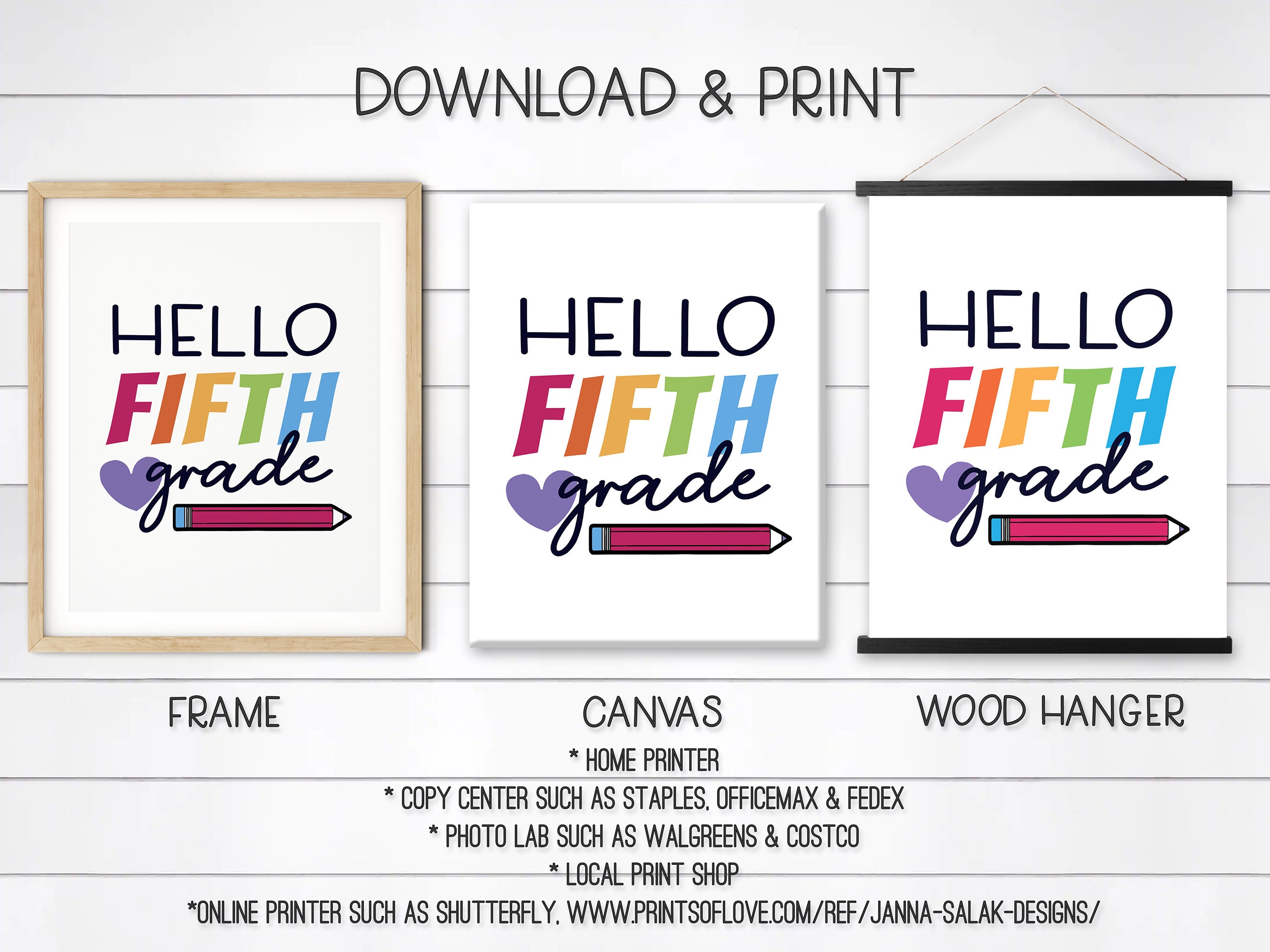 Hello Fifth Grade Print Printable Poster 5th Grade Educational - Etsy