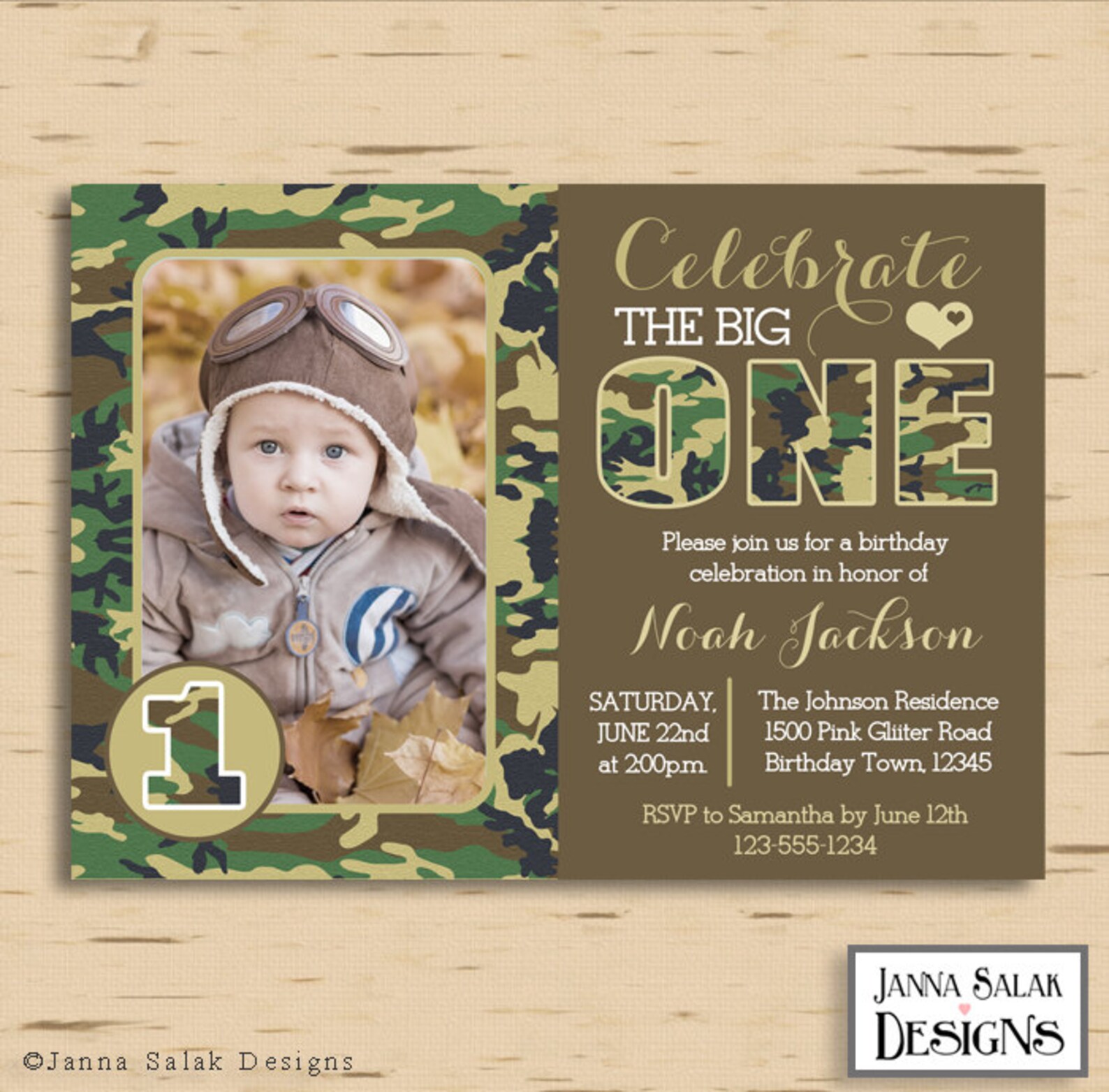 PRINTABLE Camouflage / Camo 1st Birthday Party Invitation, First ...