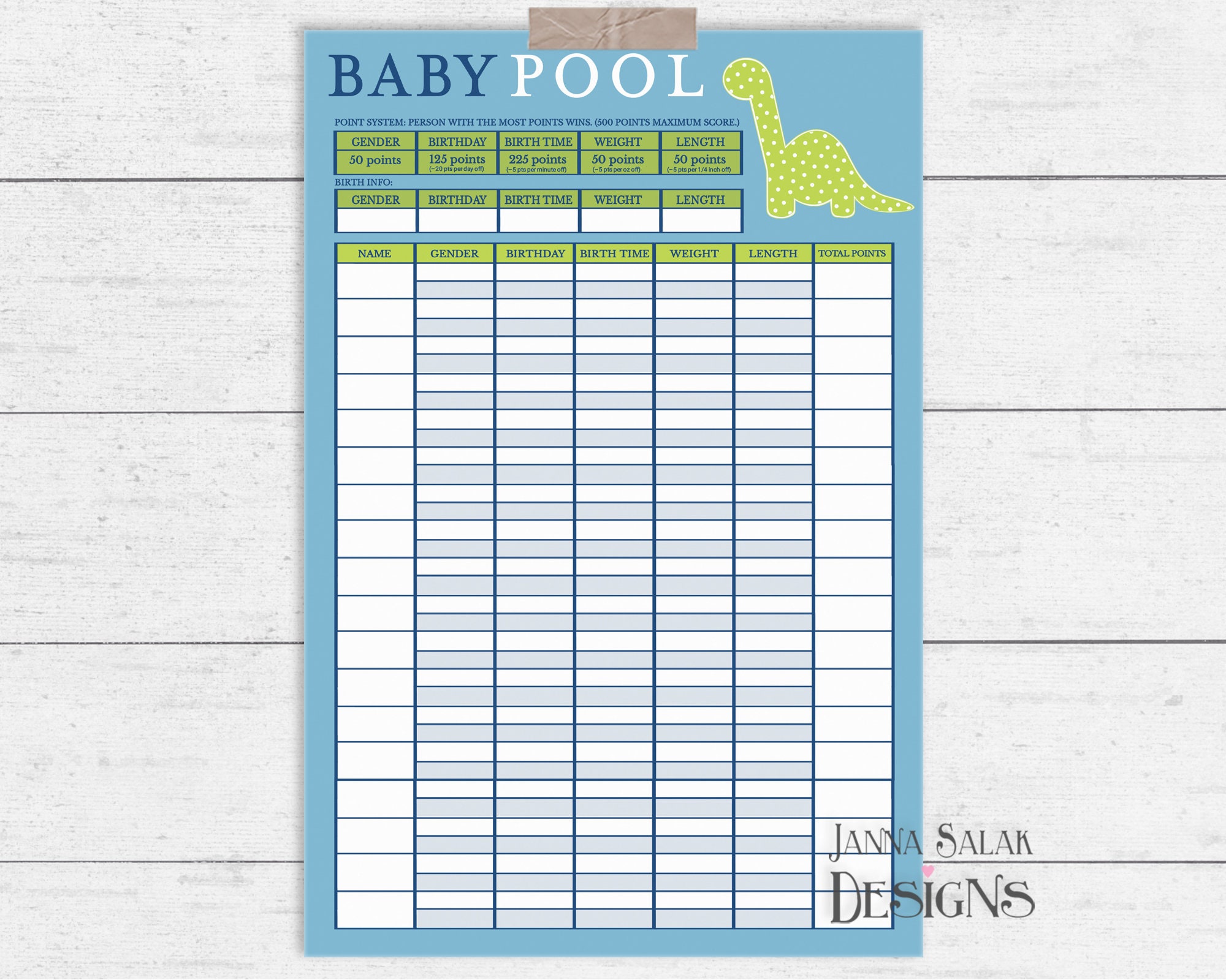 Printable Dinosaur Baby Pool Game Dino Baby Shower Birth | Etsy