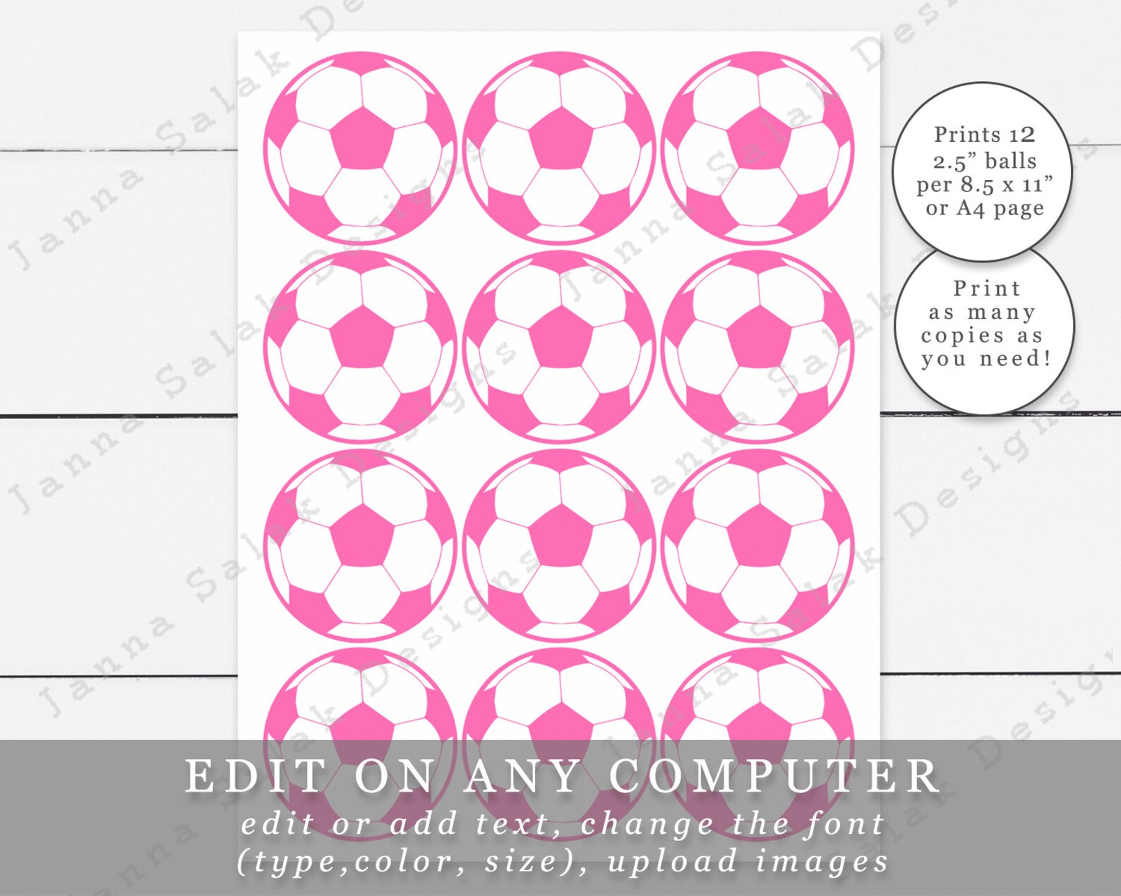 2.5" Soccer Ball Printable Cupcake Toppers Sports Theme Birthday Party ...