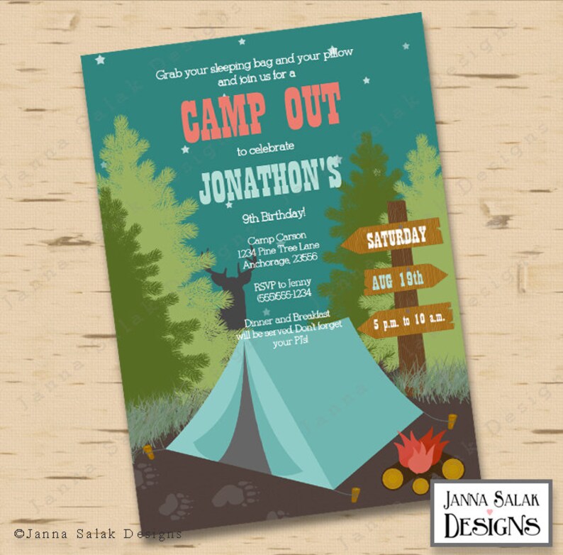 Camping Birthday Party Invitation Camp Out Sleepover Editable - Etsy