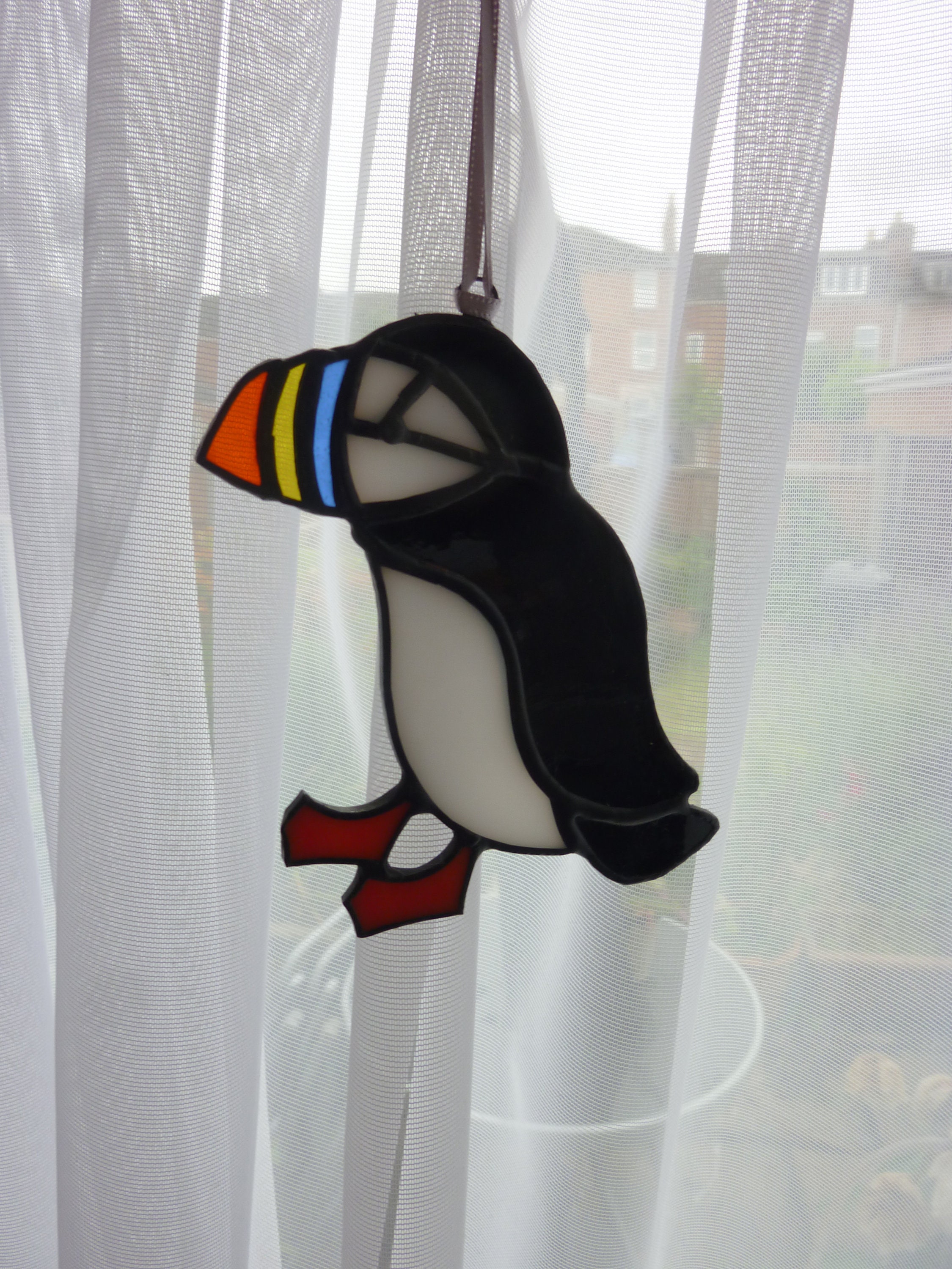 Stained Glass puffin suncatcher パフィンBird suncatcher. | Etsy