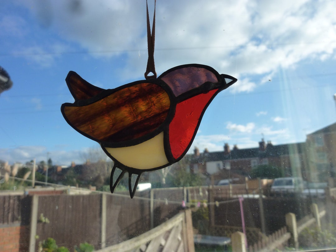Stained Glass Robin Suncatcher.bird Suncatcher.robin. - Etsy UK