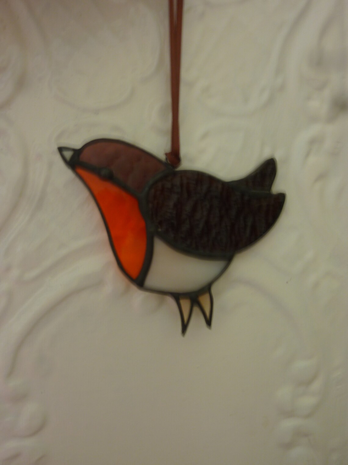 Stained Glass Robin suncatcher.Bird Suncatcher.Robin. | Etsy